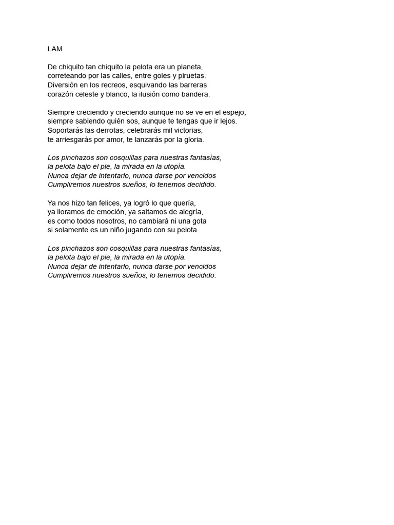 Letra LAM | PDF | Deportes y actividades al aire libre