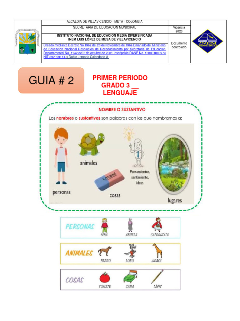Guia 2 Español Sustantivo | PDF | Sustantivo