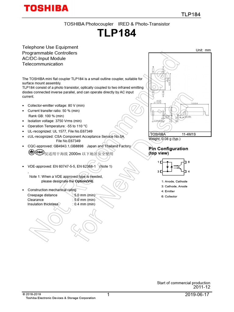 TLP184 Datasheet en 20190617-1132110 | PDF | Reliability Engineering ...