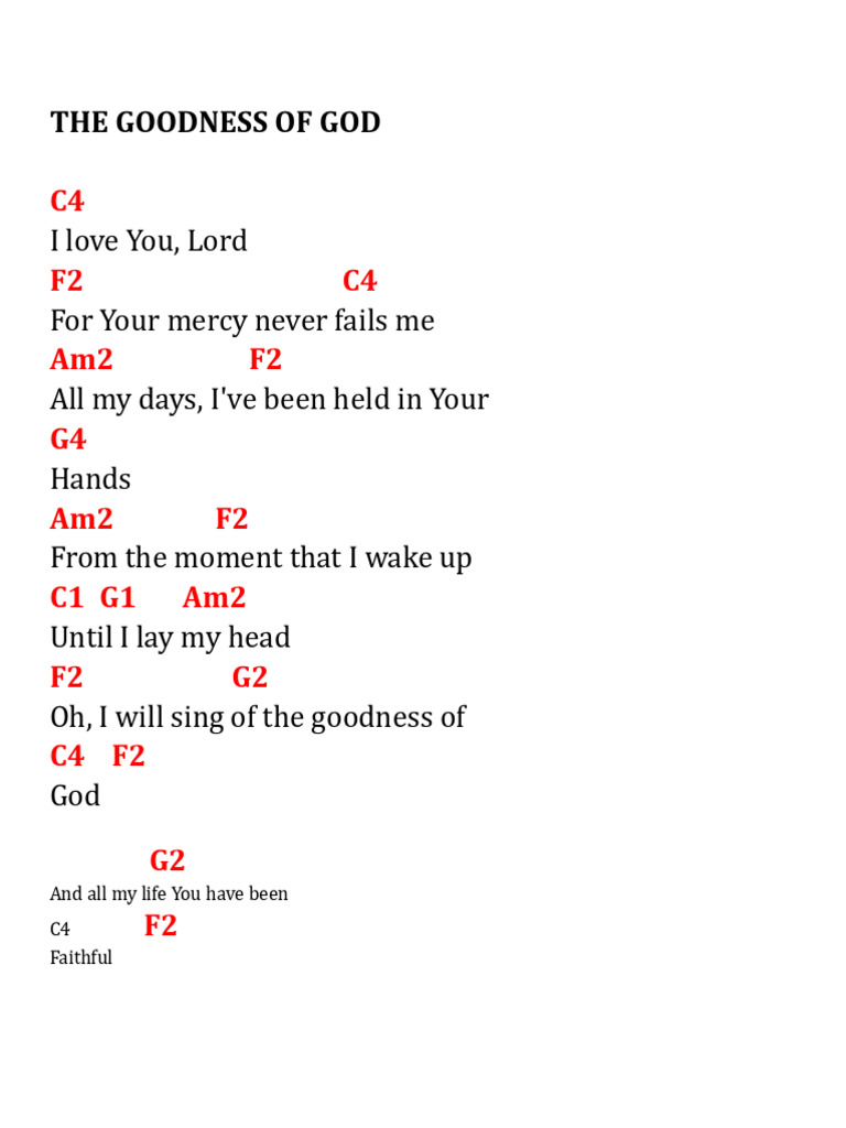 Goodness of God | PDF