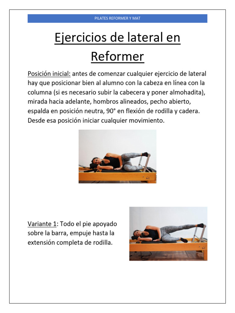 Ejercicios de Lateral en Reformer: Pilates Reformer Y Mat | Descargar ...