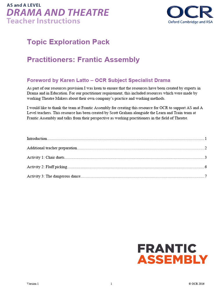 Practitioners Frantic Assembly | PDF | Optical Character Recognition | Dances