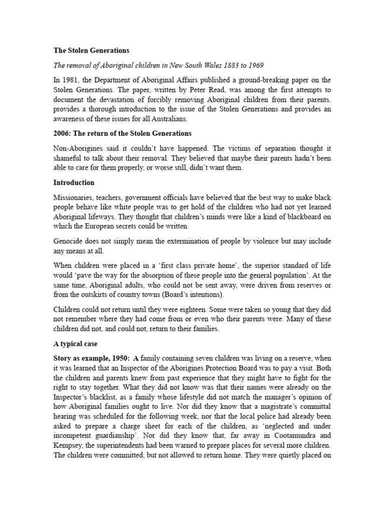 Stolen Generations Education Resources | National Education