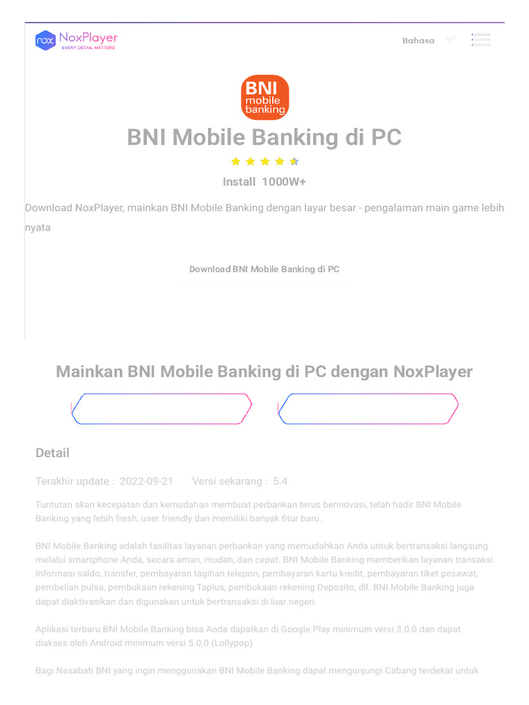 Mainkan BNI Mobile di PC dengan NoxPlayer | PDF