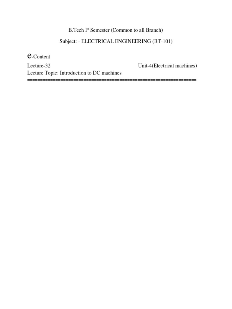 L 32 Unit4 BEE Introduction To DC Machine | PDF | Electric Motor | Electrical Equipment