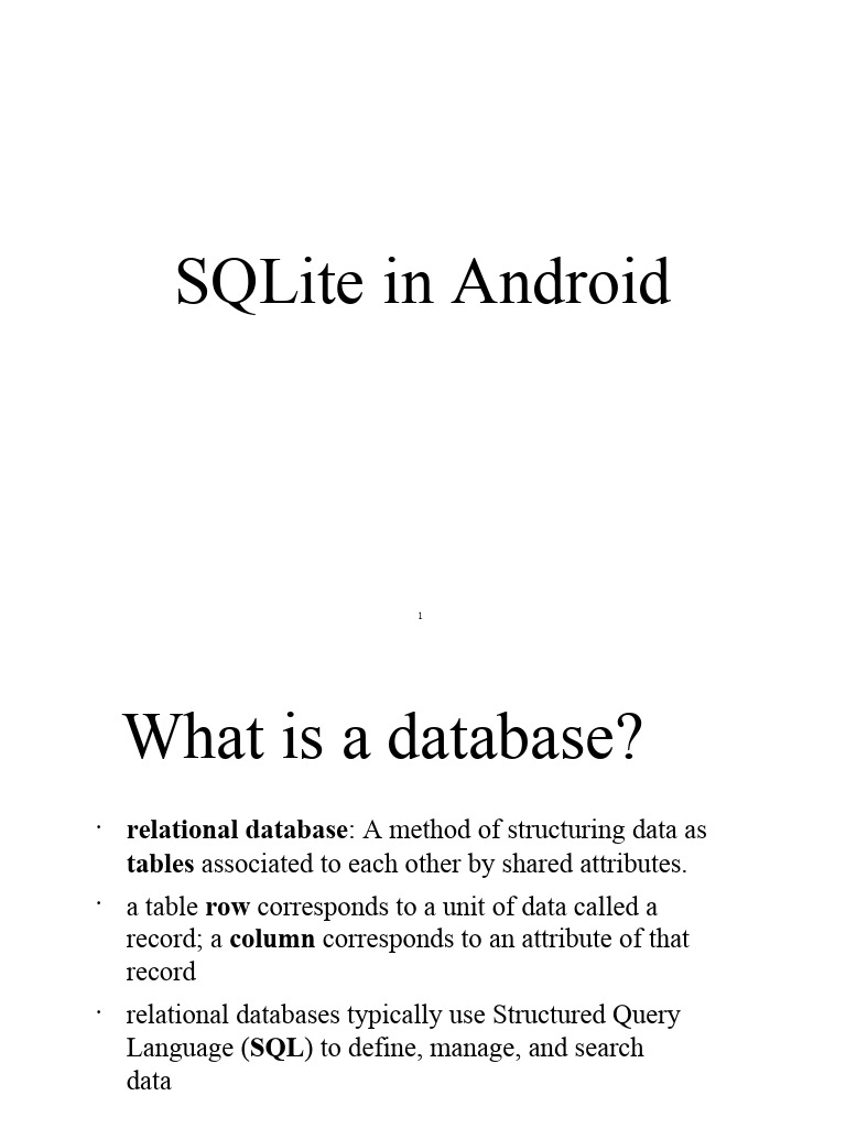 Android Sqlite | PDF | Databases | Relational Database Android Sqlite | PDF | Databases | Relational Database