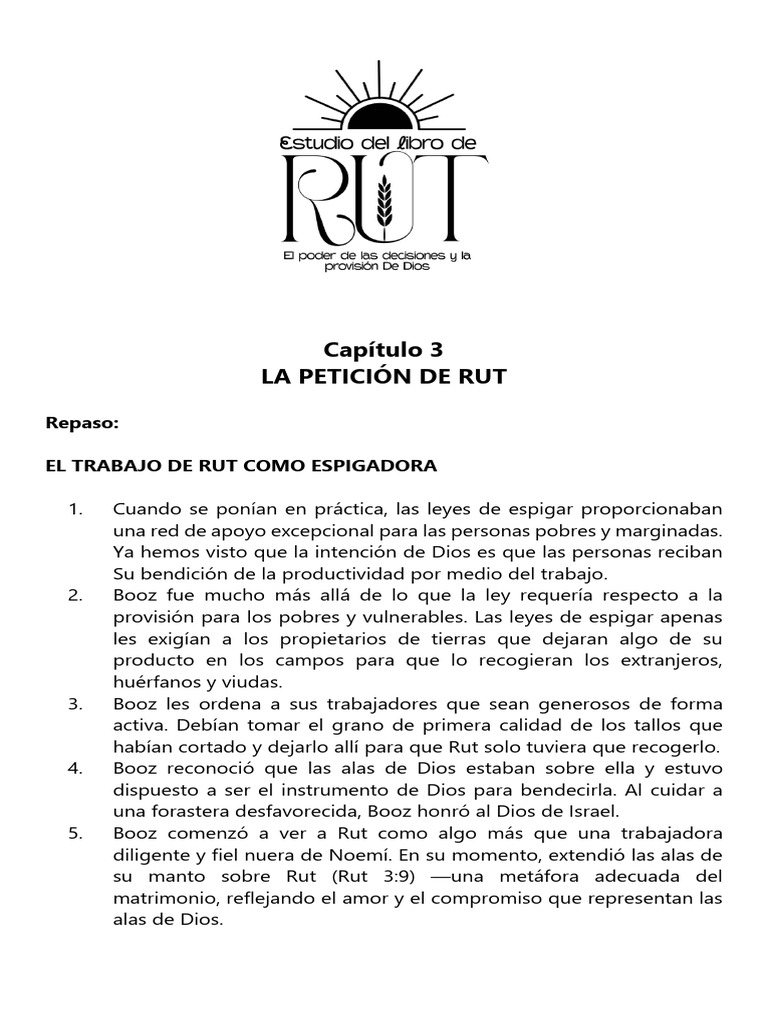 Rut Capítulo 3 | PDF | Rut (figura bíblica) | Libro de rut