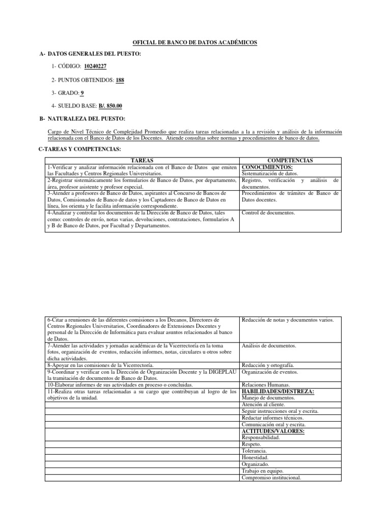 Oficial de Banco de Datos Académico | PDF | Bases de datos | Maestros