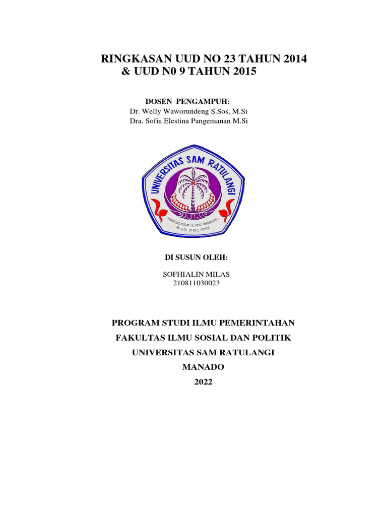 Ringkasan UU 23/2014 dan UU 9/2015 | PDF | Pengelolaan Keuangan & Uang