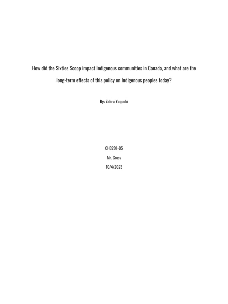 Sixties Scoop's Impact on Indigenous Communities | PDF | Indigenous ...
