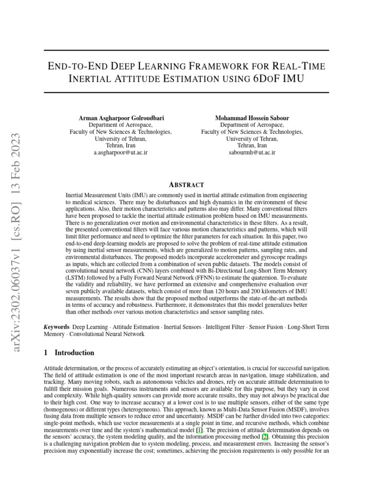 End-To-End Deep Learning Framework For Real-Time | PDF | Inertial Navigation System | Artificial ...