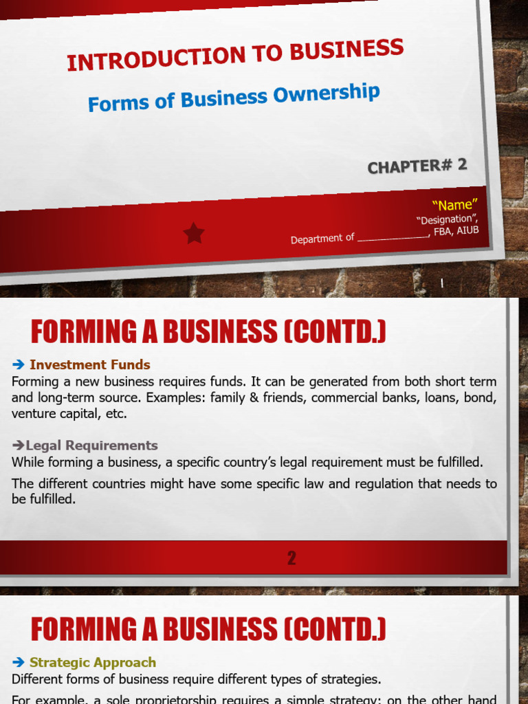 Introduction To Business - Chapter 2 Part 1-Slide 6-13 Forms of Business Ownership | PDF ...