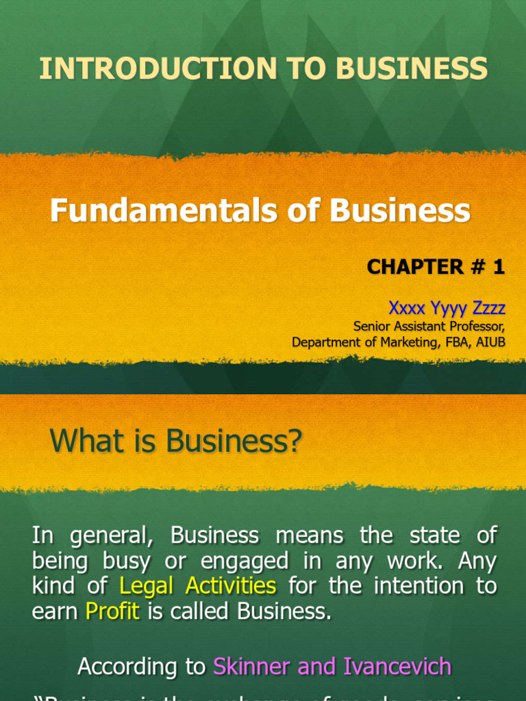 Revised - Introduction To Business - Chapter 1 - Fundamentals of Business | Download Free PDF ...