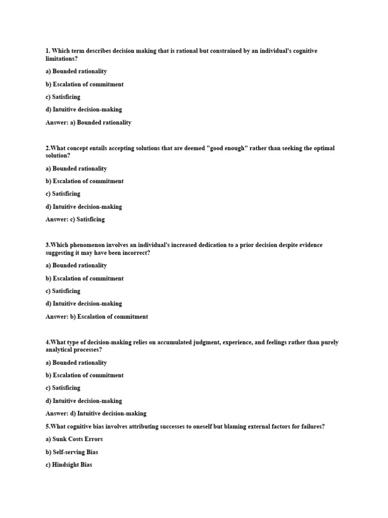 MCQ | PDF | Decision Making | Policy