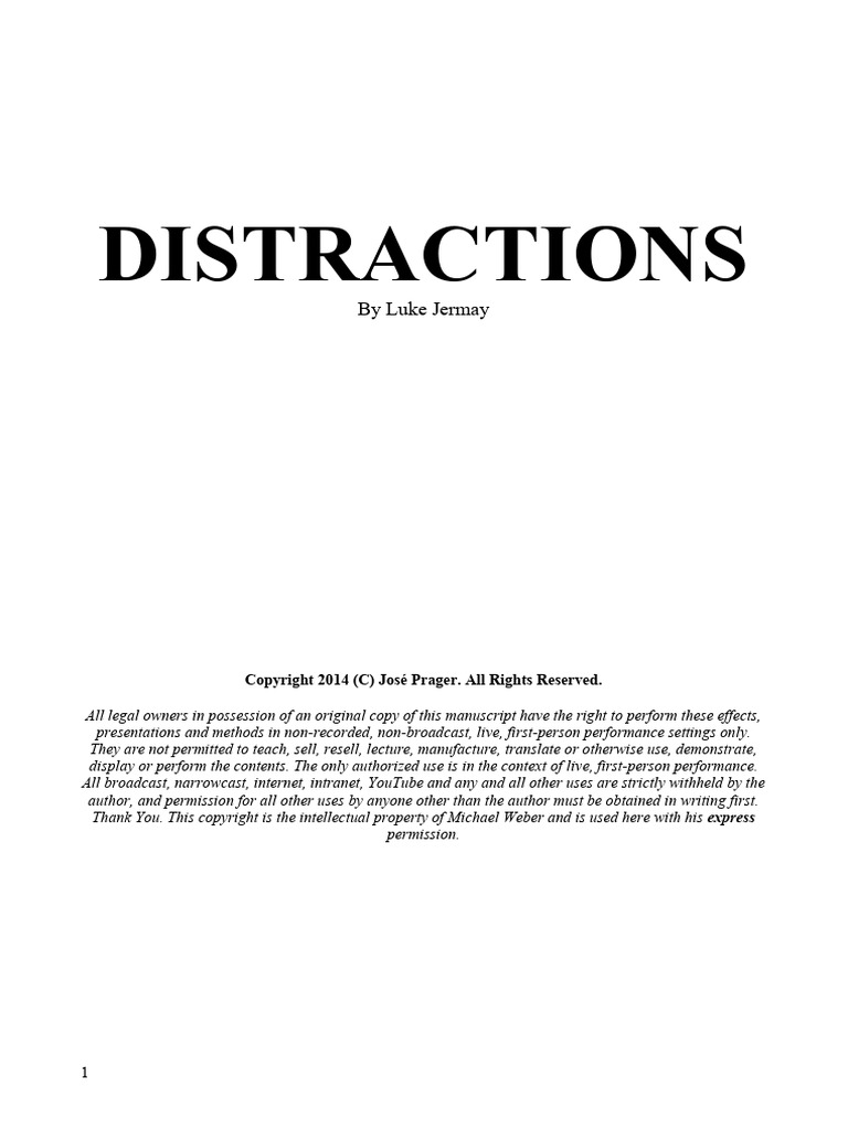 Distractions by Luke Jermay | PDF | Mentalism | Magic (Illusion)
