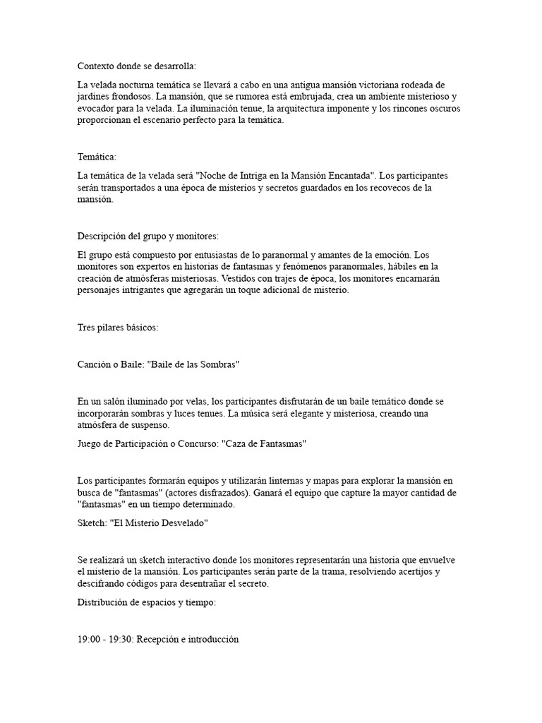 Elaboración de Una Velada para Un Campamento | PDF | Arte