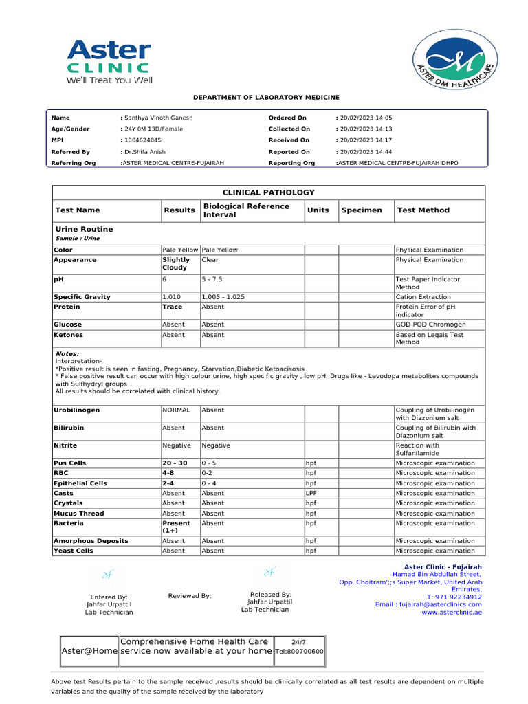 Lab Report 11867076 20230221104644 | PDF | Urine | Laboratories