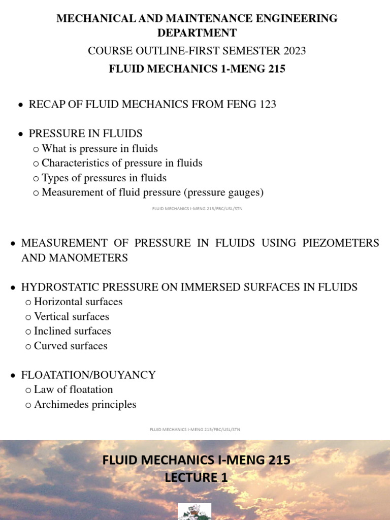 Fluid Mechanics 1-Meng 215 Lecture 11 | PDF | Power Station | Fluid ...
