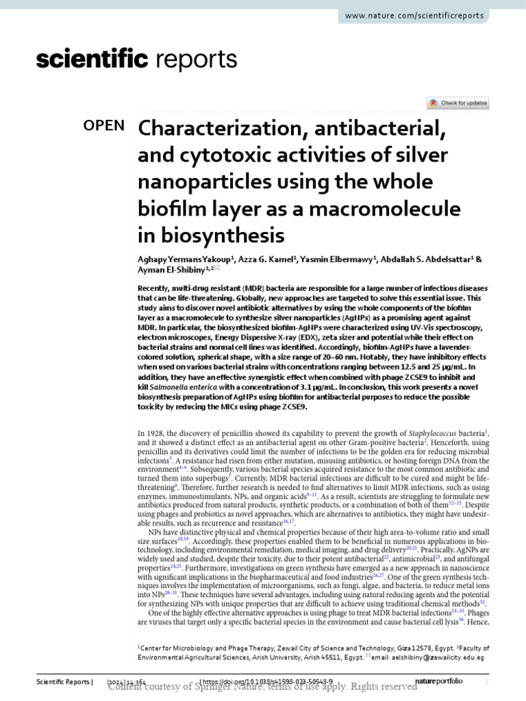 Characterization Antibacterial and Cytotoxic Activ | PDF | Multiple ...