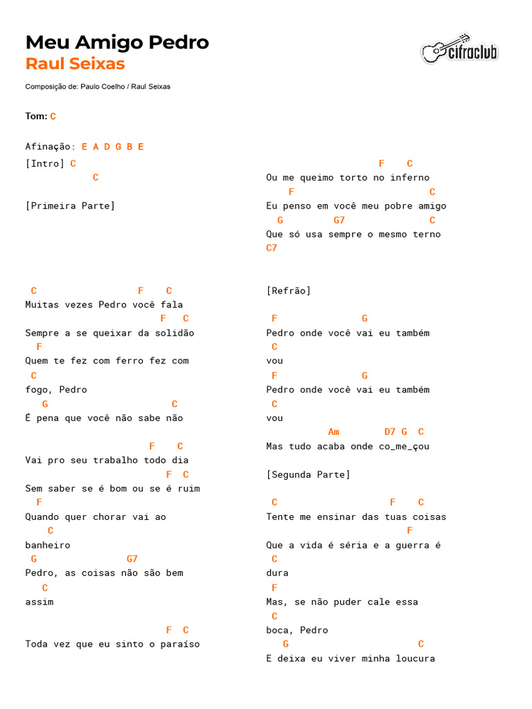 Cifra Club - Raul Seixas - Meu Amigo Pedro | PDF