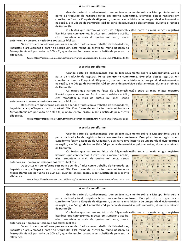 Escrita Cuneiforme | PDF | Mesopotâmia | Escrita