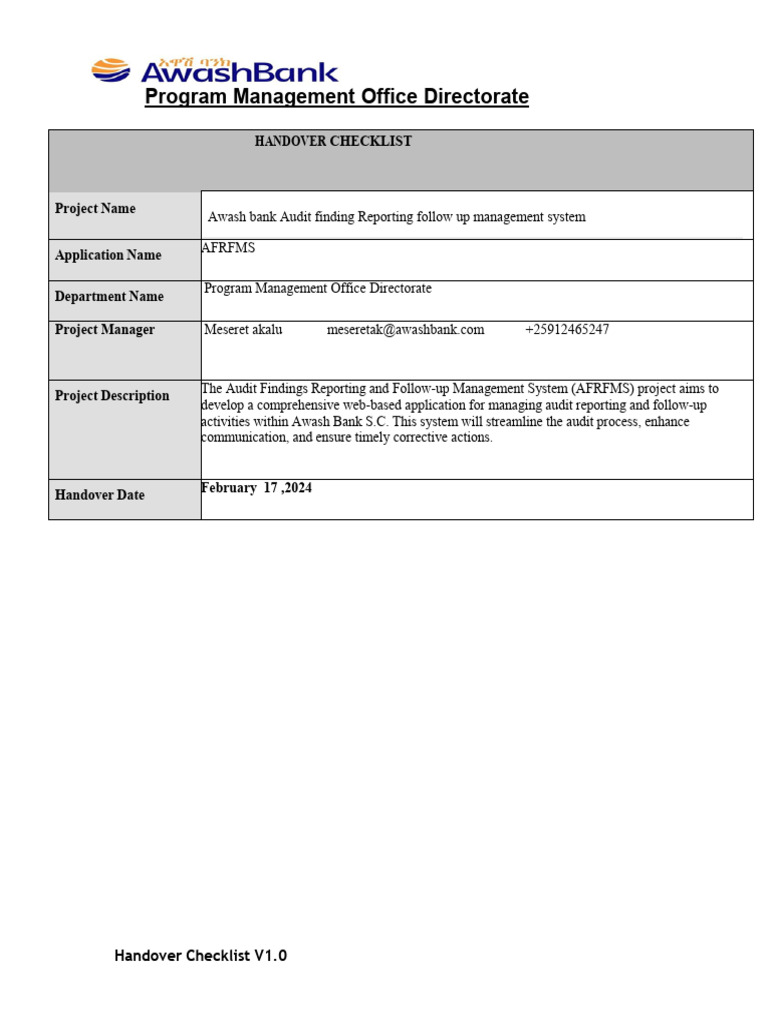 Handover Doc-AFRFMS | PDF | Databases | Application Software