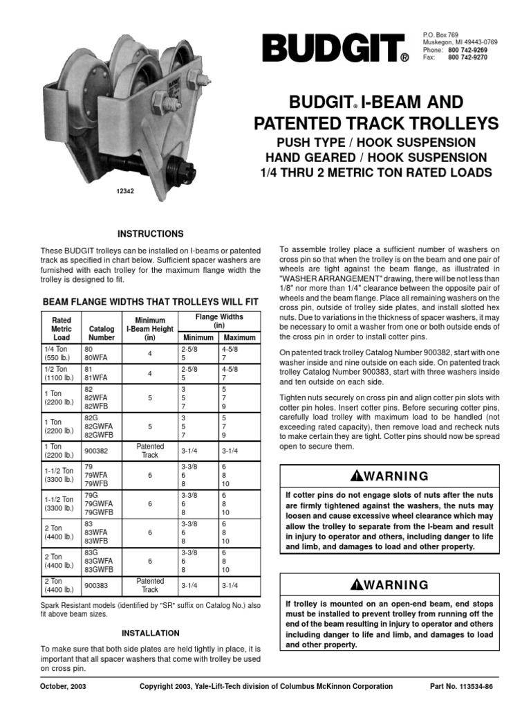 BUDGIT - Spark and Corrosion Resistant Trolley | PDF