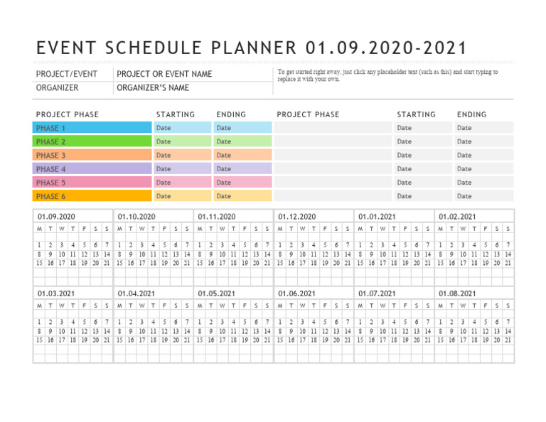 Event Schedule Planner 2020 | PDF