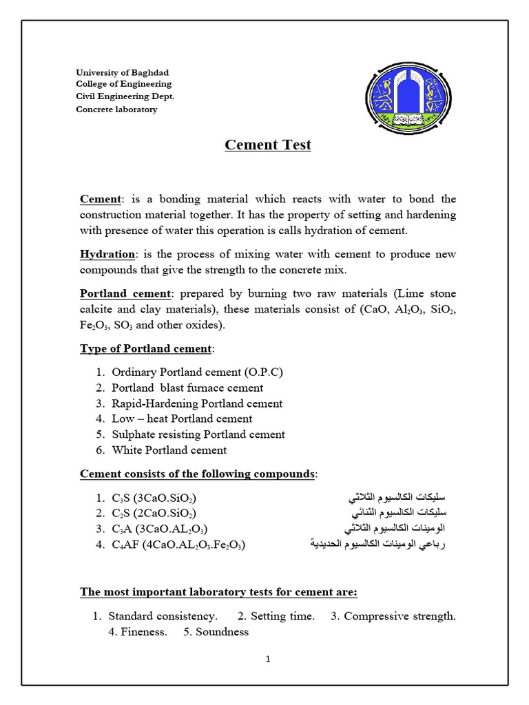 Cement Test e | PDF | Cement | Concrete