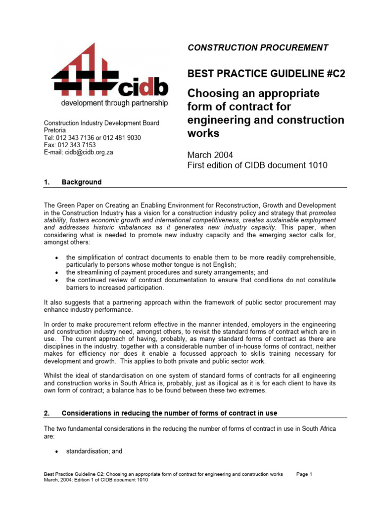 Types of Engineering Contracts-South Africa | PDF | Employment | Legal ...