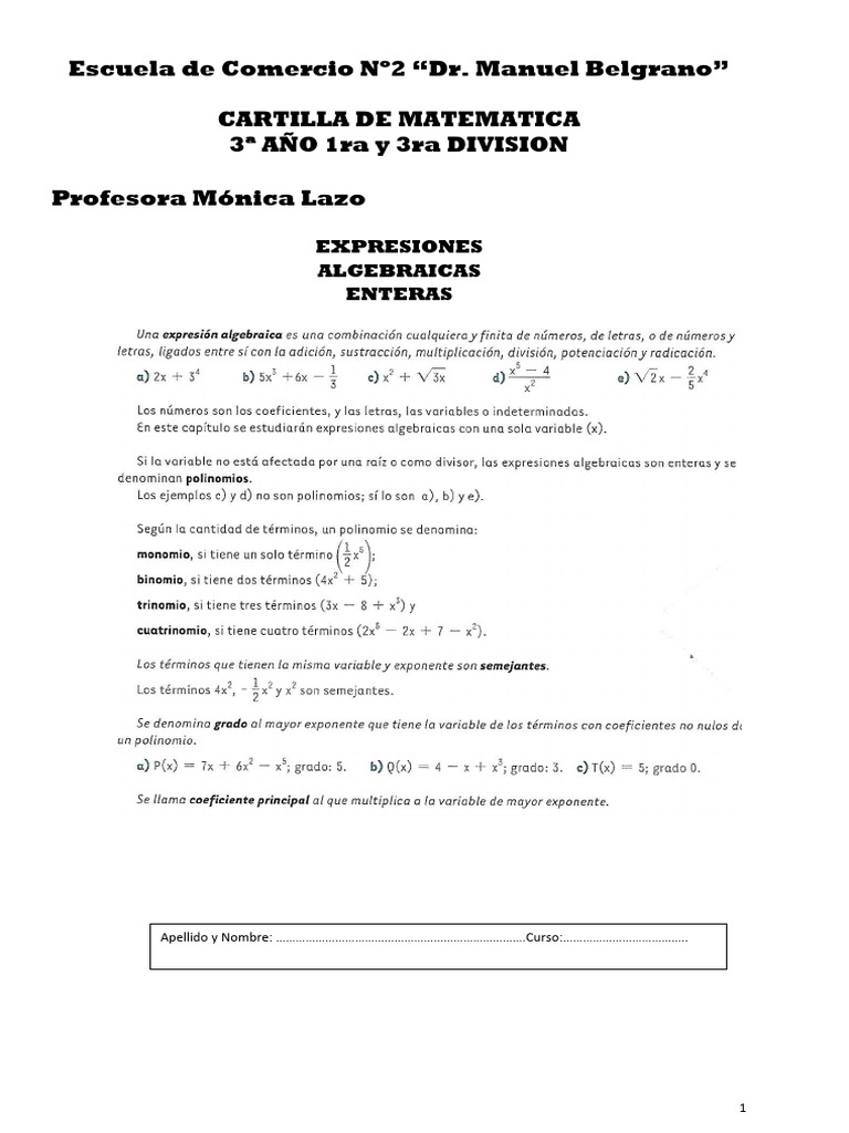 CARTILLA DE MATEMATICA 3ro 1ra y3ra division | PDF