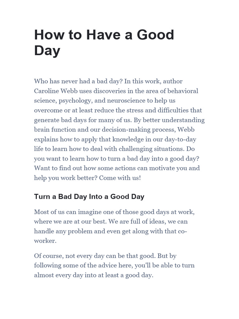 How To Have A Good Day | PDF | Thought | Cognitive Science