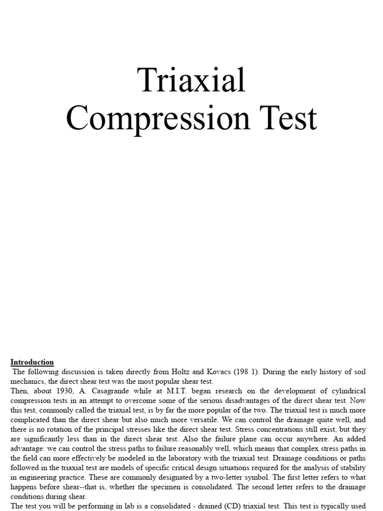 Triaxial Compression Test | PDF | Stress (Mechanics) | Mechanics