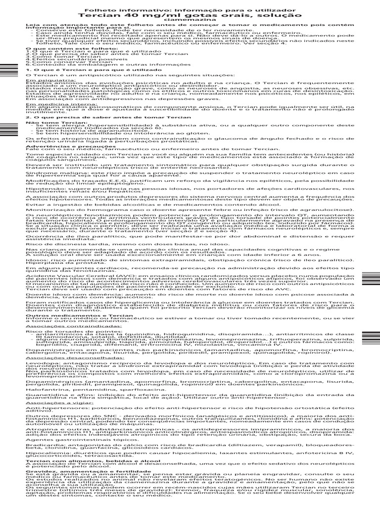 Tercian 40 MG ML Fi | PDF | Gravidez | Epilepsia