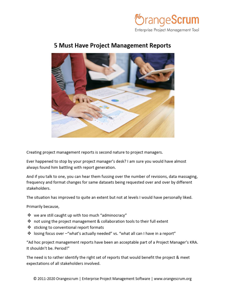 5 Must Have Project Management Reports | PDF | Project Management ...