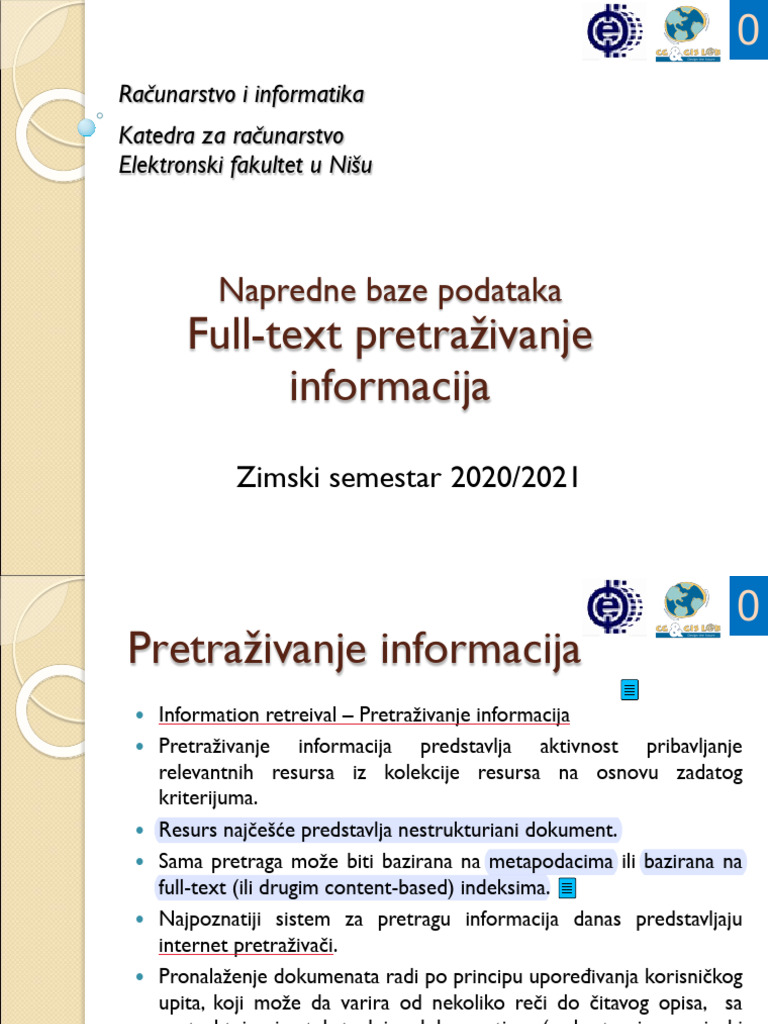 Full-Text Pretraga Informacija | PDF