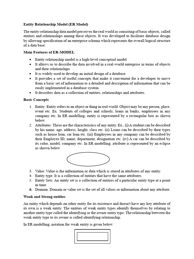 Entity Relationship Model Note Pdf Conceptual Model Computing