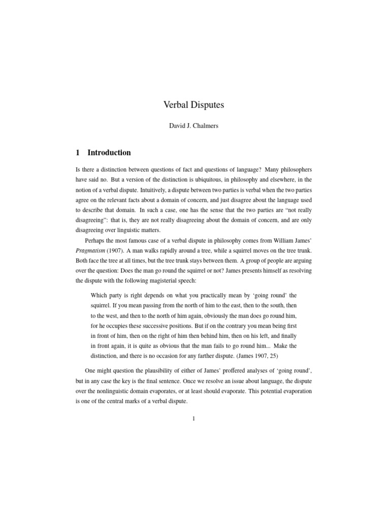 Understanding Verbal Disputes | PDF | Free Will | Truth