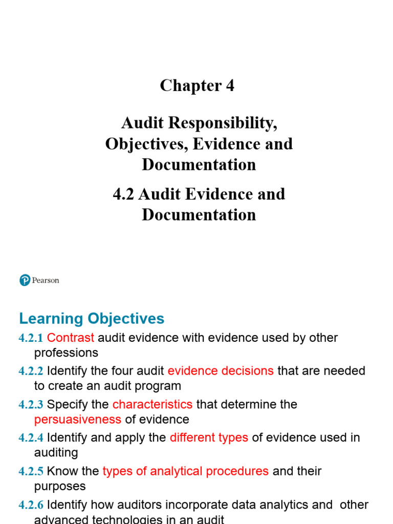 Audit I Chapter 4, PT II, Audit Evidence and Documentation | PDF | Audit | Financial Audit