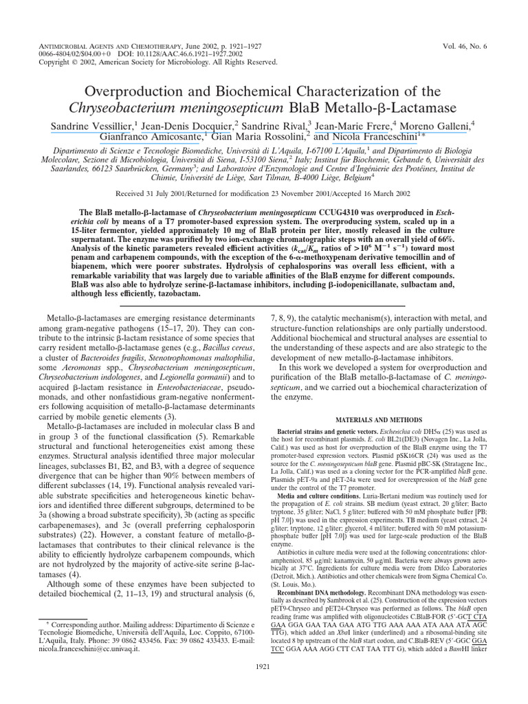 Overproduction and Biochemical Character | PDF | Elution | Enzyme Kinetics