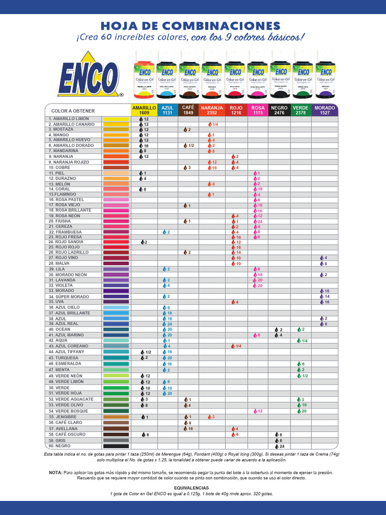 Enco Hoja - de - 60 - Combinaciones | PDF | Amarillo | Percepción visual