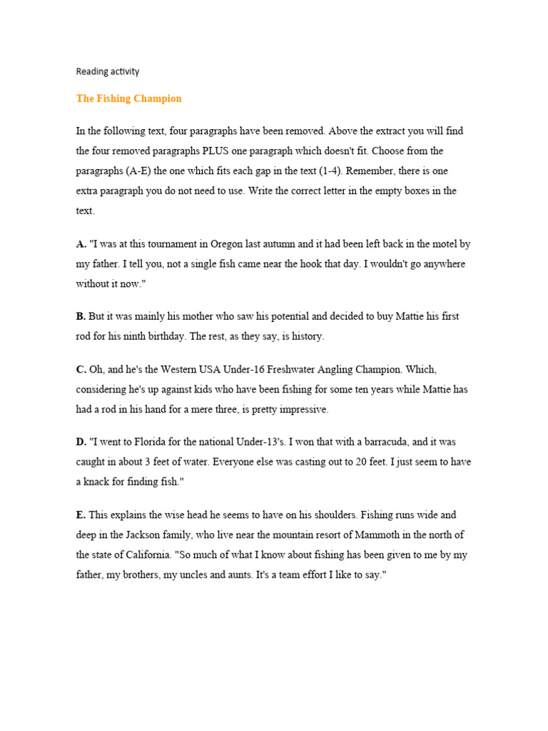 The Fishing Champion | PDF | Angling