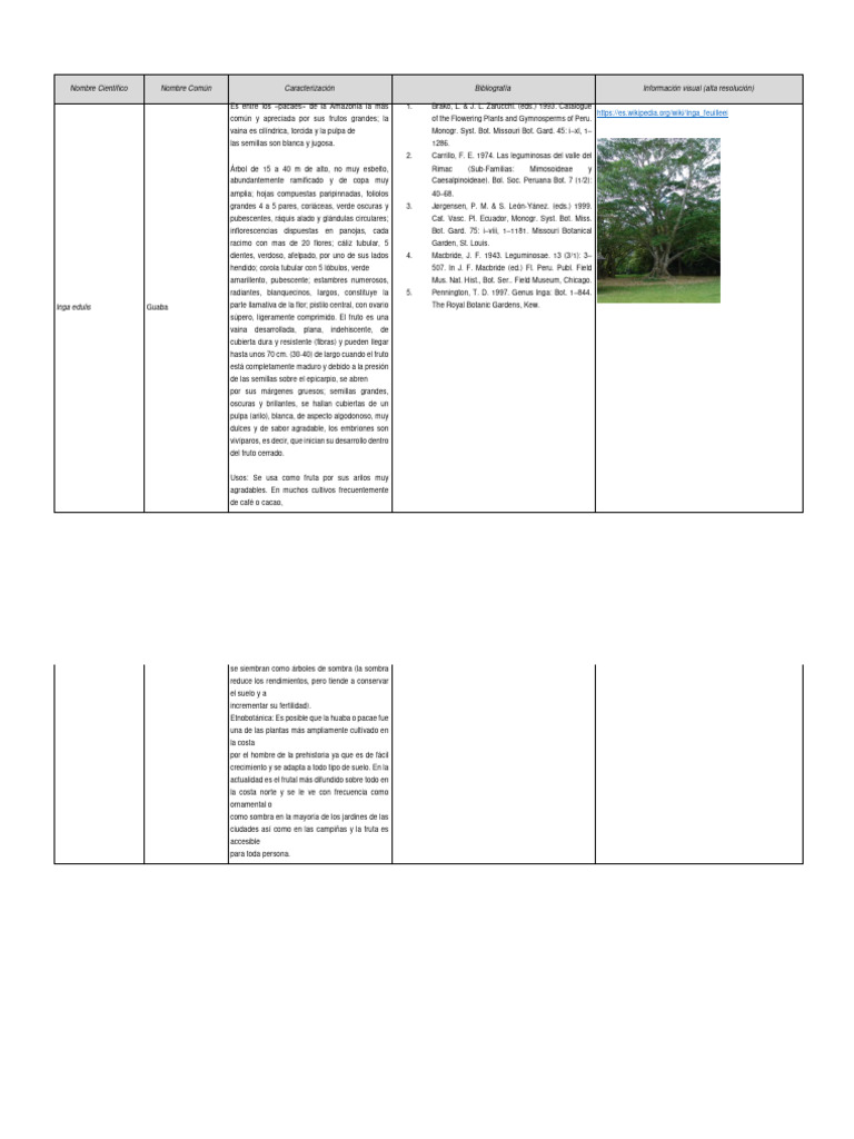 Inga Edulis | PDF | Morfología Vegetal | Plantas