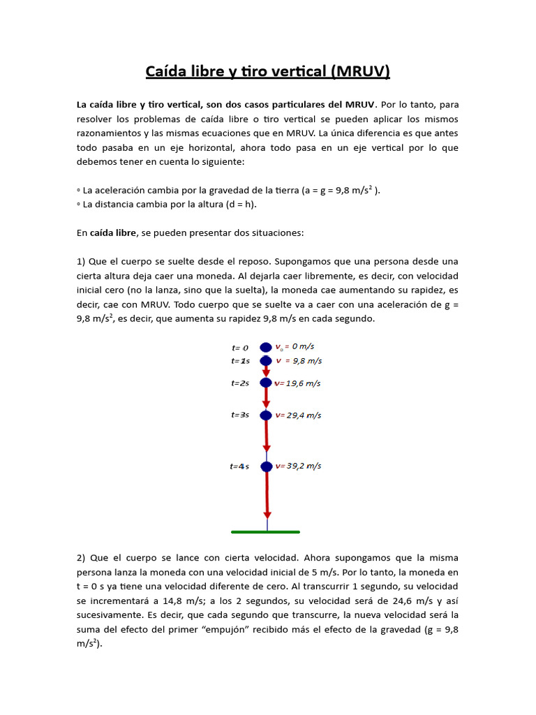 5) Caída Libre y Tiro Vertical | PDF | Mecánica celeste | Dinámica (Mecánica)