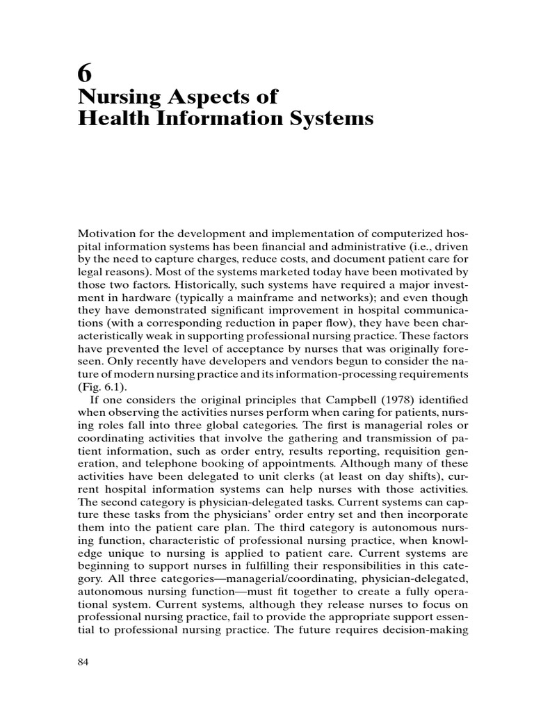 Nursing Aspects of Health Inf System | PDF | Nursing | Health Care