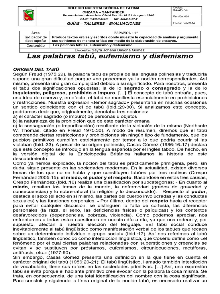 Eufemismos y Tabúes en el Lenguaje | PDF