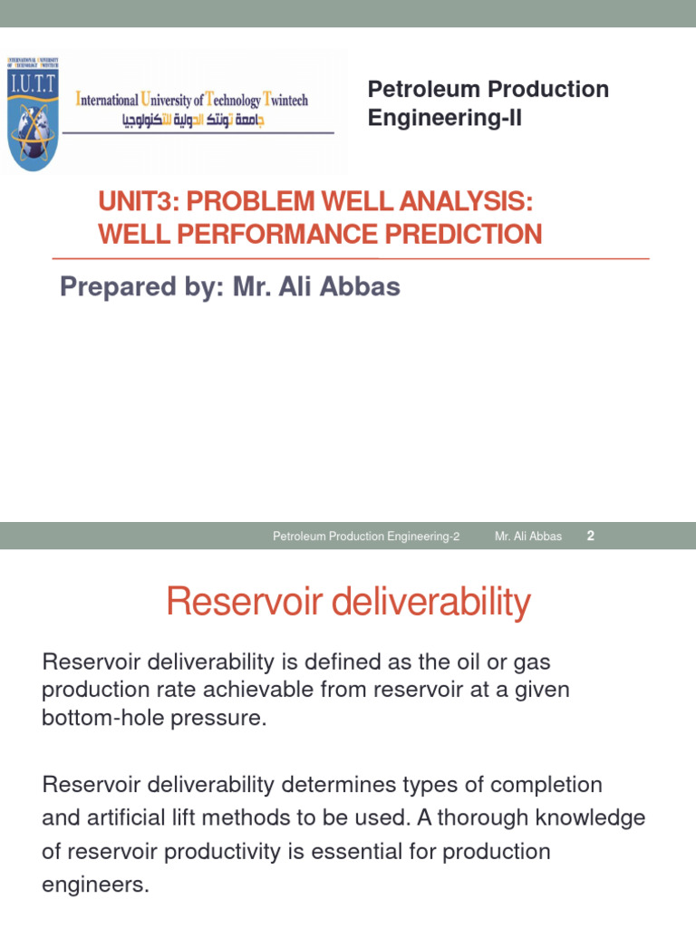 Unit3 Problem Well Analysis Well Performance Prediction II | PDF ...