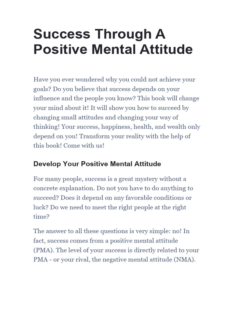 Success Through A Positive Mental | PDF | Mind | Motivation