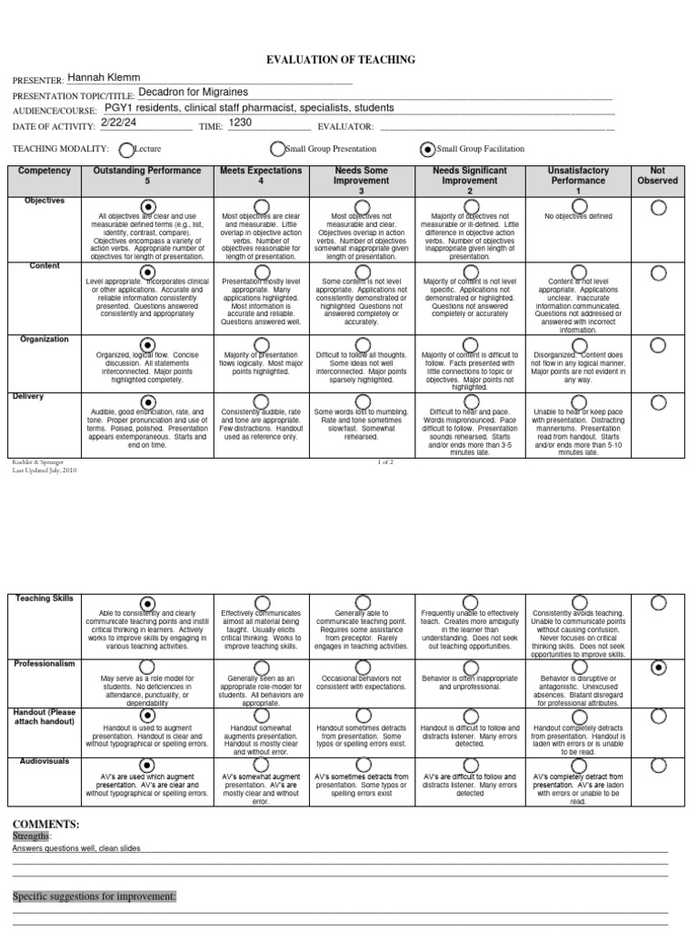 Presentation Evaluation - Decadron | PDF | Cognitive Science | Cognition