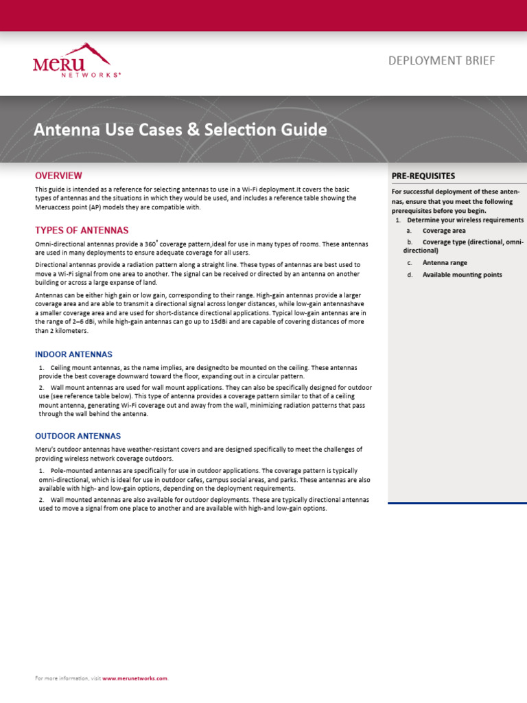 Antenna Selection Reference Guide | PDF | Antenna (Radio ...